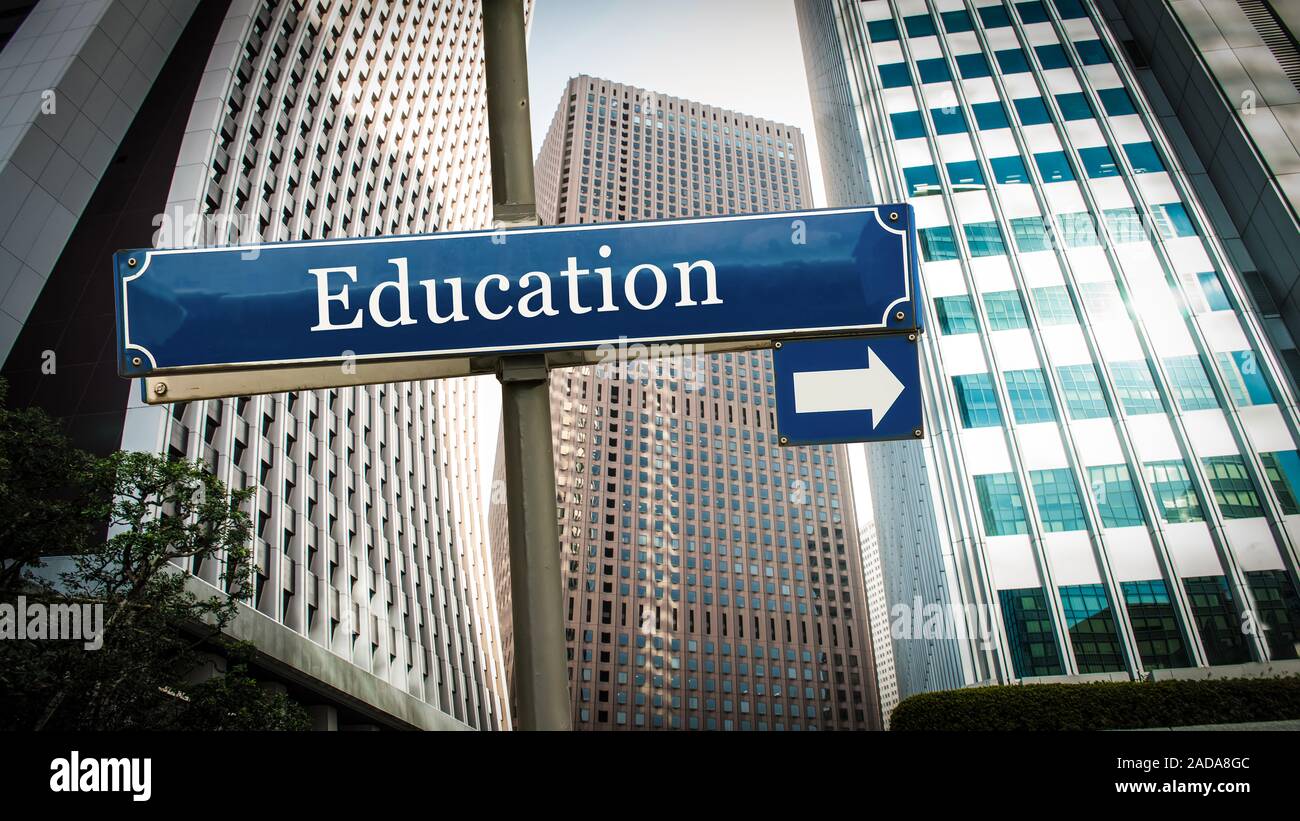 Street Sign to Education Stock Photo - Alamy