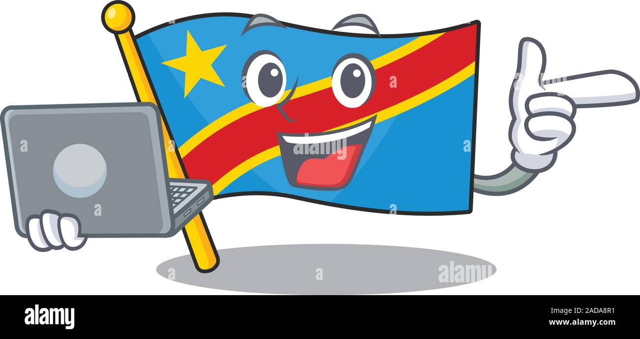 Happy smiling flag democratic republic cartoon character working with ...