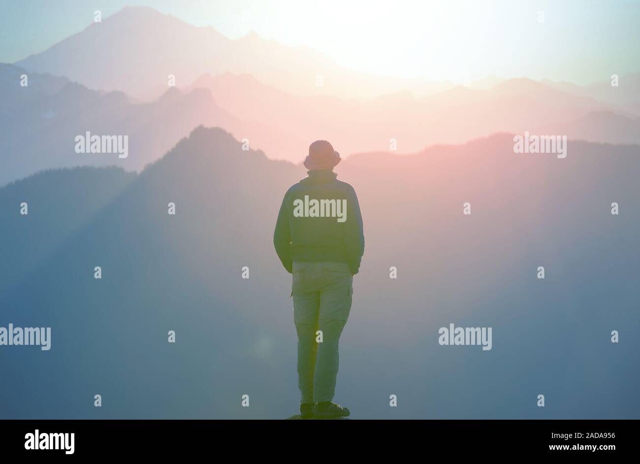 Hike on sunset Stock Photo - Alamy