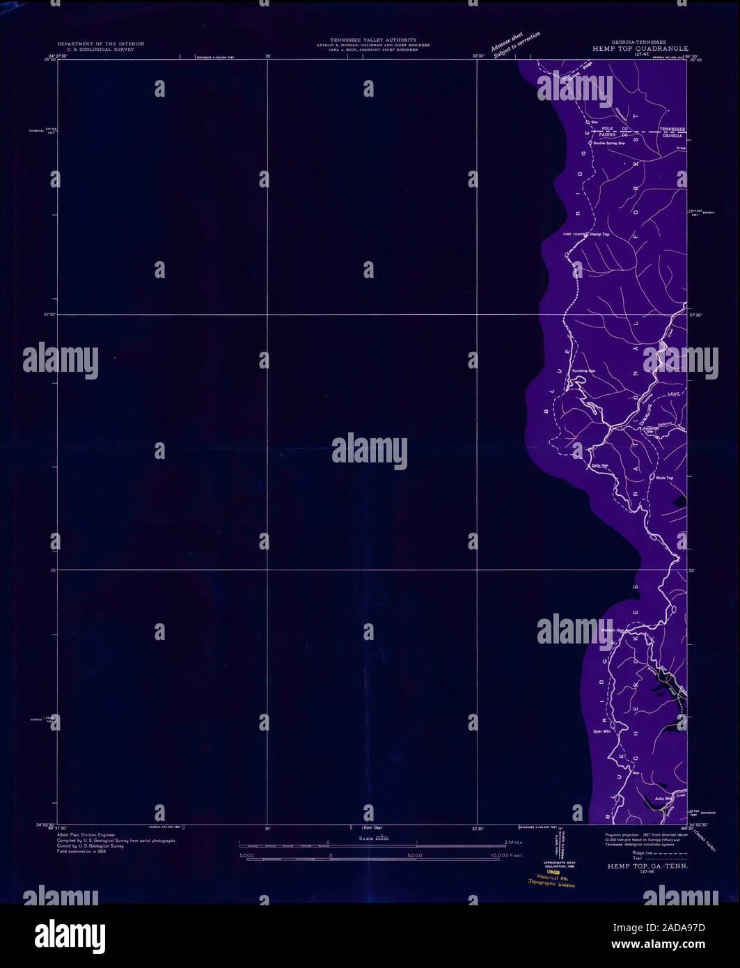 USGS TOPO Map Tennessee GA Hemp Top 245900 1935 24000 Inverted ...