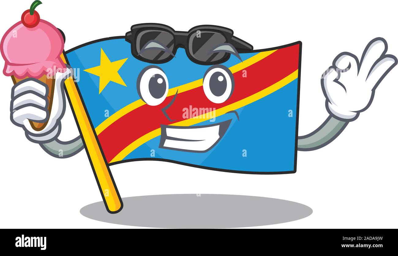 cartoon Mascot featuring flag democratic republic with ice cream Stock ...
