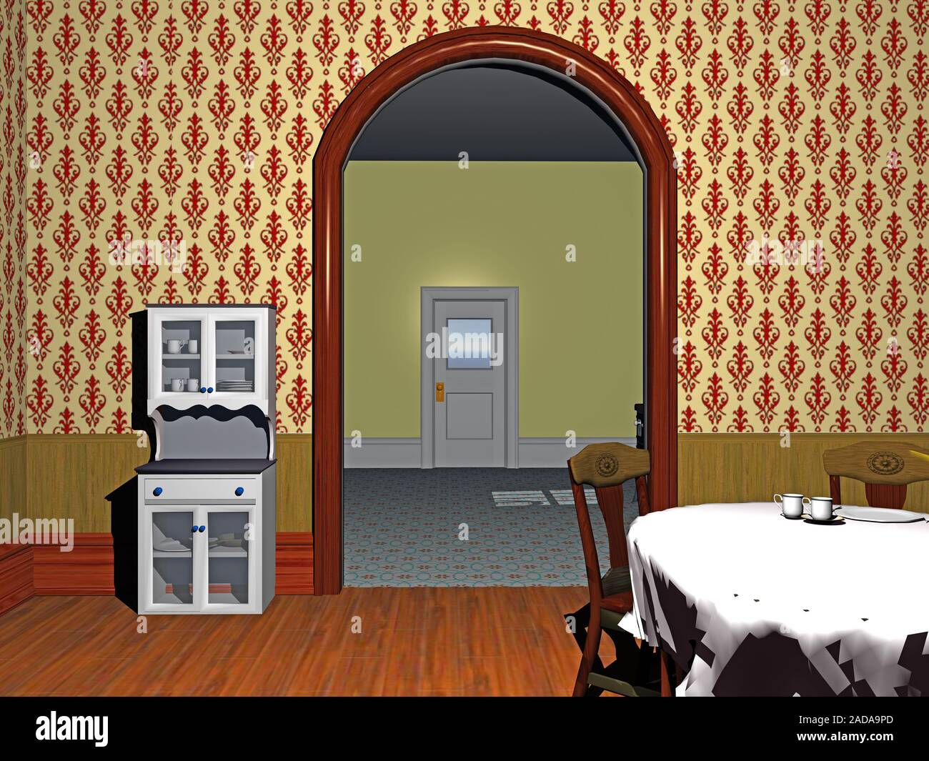 old-fashioned room with wooden door Stock Photo - Alamy