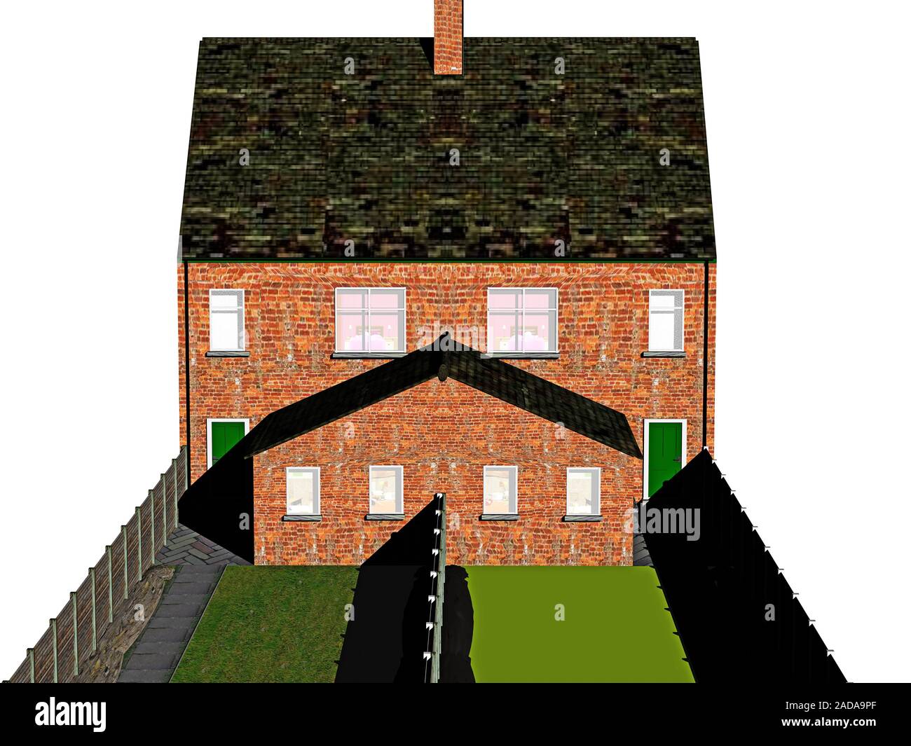 Semi-detached house with brick facade Stock Photo - Alamy