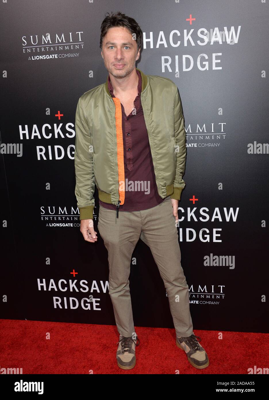 LOS ANGELES, CA. October 24, 2016: Actor Zach Braff at the Los Angeles premiere of "Hacksaw ...