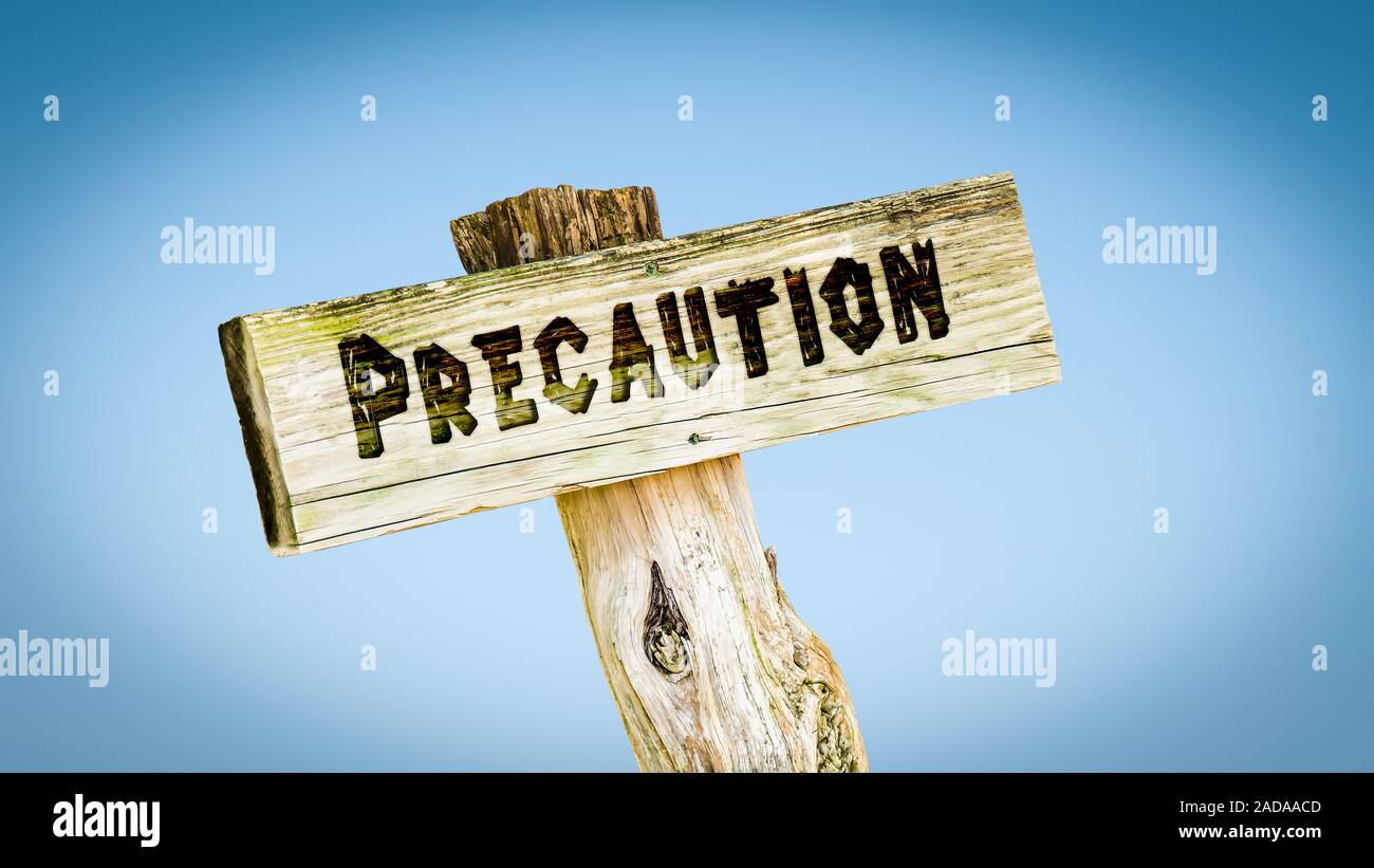 Street Sign to Precaution Stock Photo - Alamy