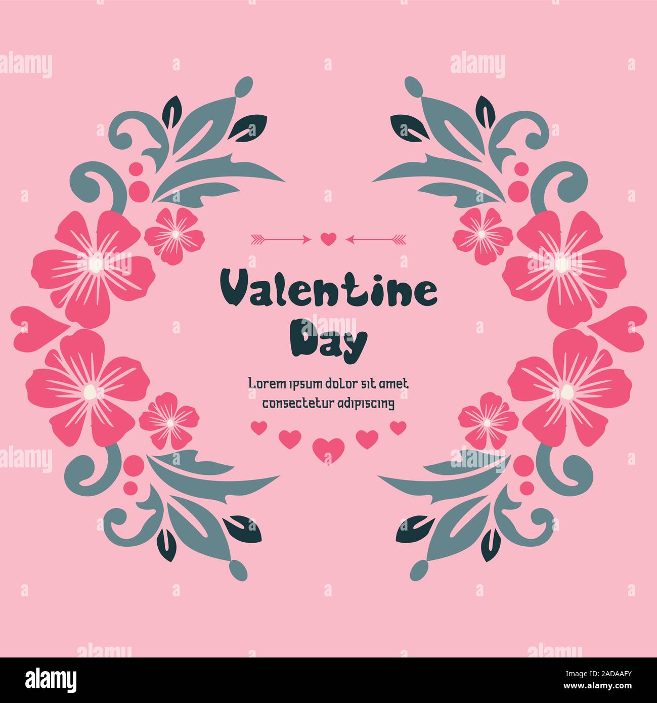Valentine day calligraphic element, with elegant pink flower frame ...