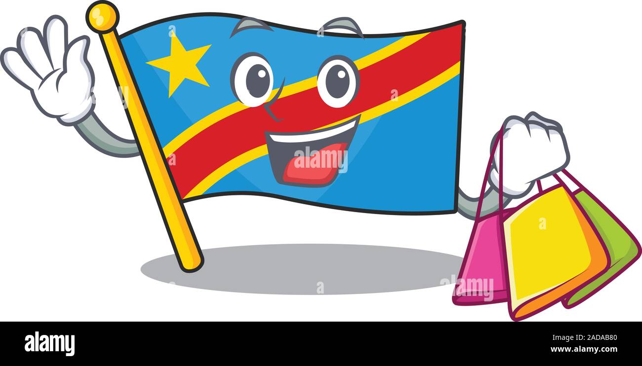 Cheerful flag democratic republic cartoon character waving and holding ...
