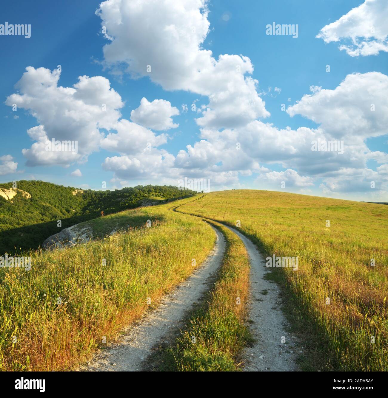 Road lane and deep blue sky. Nature design Stock Photo - Alamy