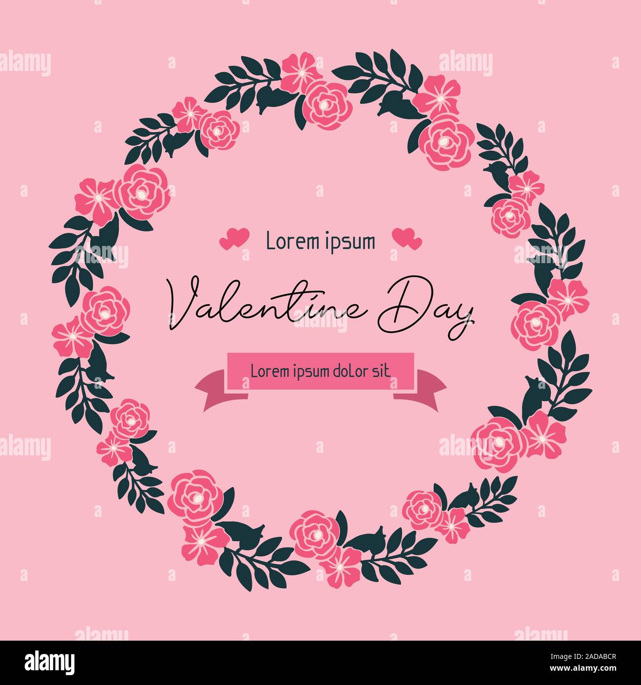 Creative banner of valentine day, february, with bright pink flower ...