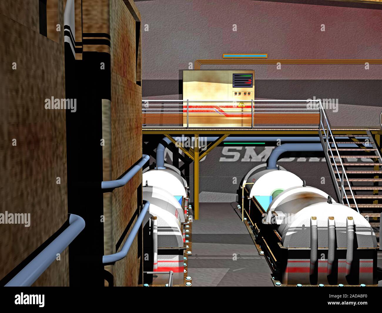 Factory hall with pipes and tanks Stock Photo - Alamy