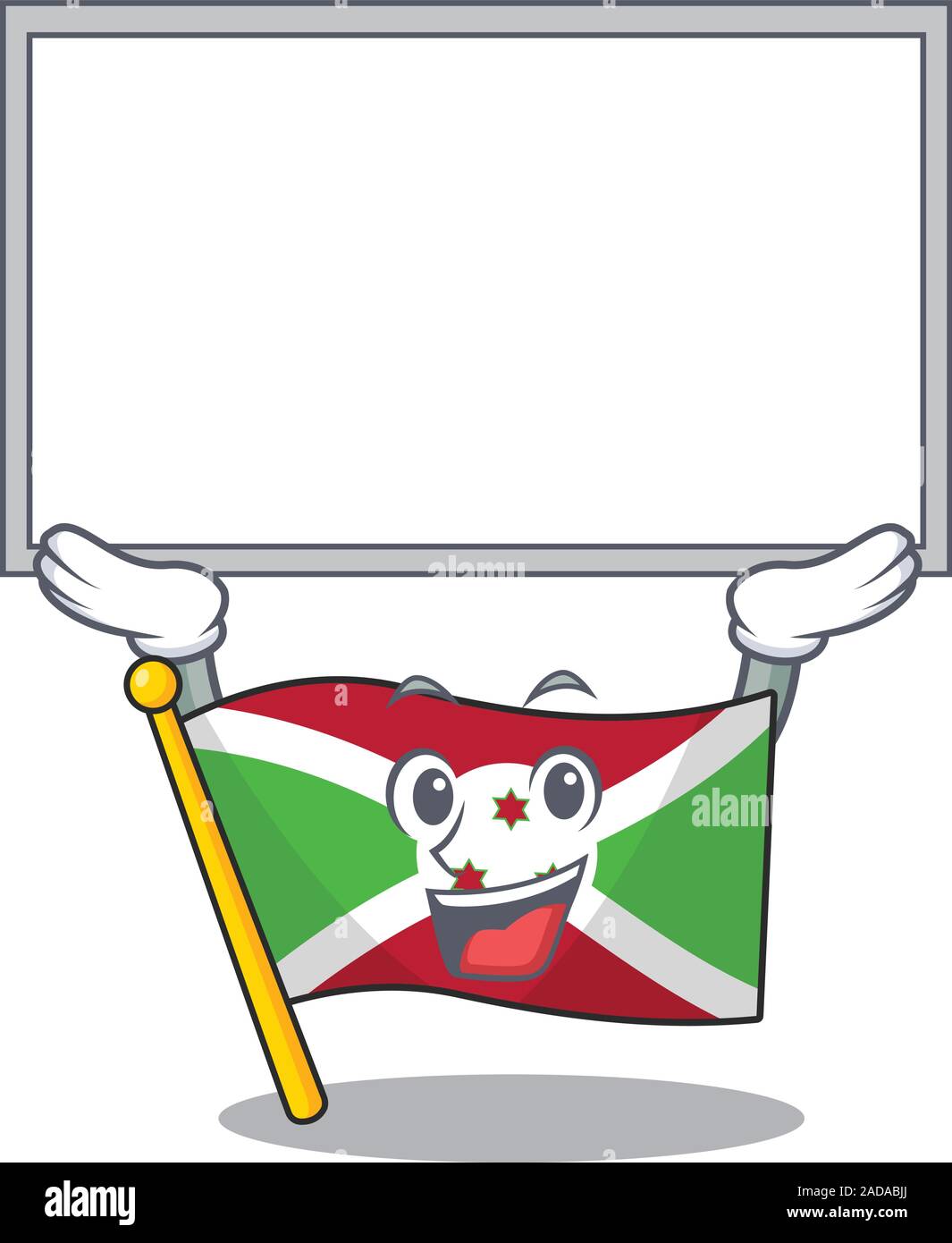cute cartoon character flag burundi raised up board Stock Vector Image ...
