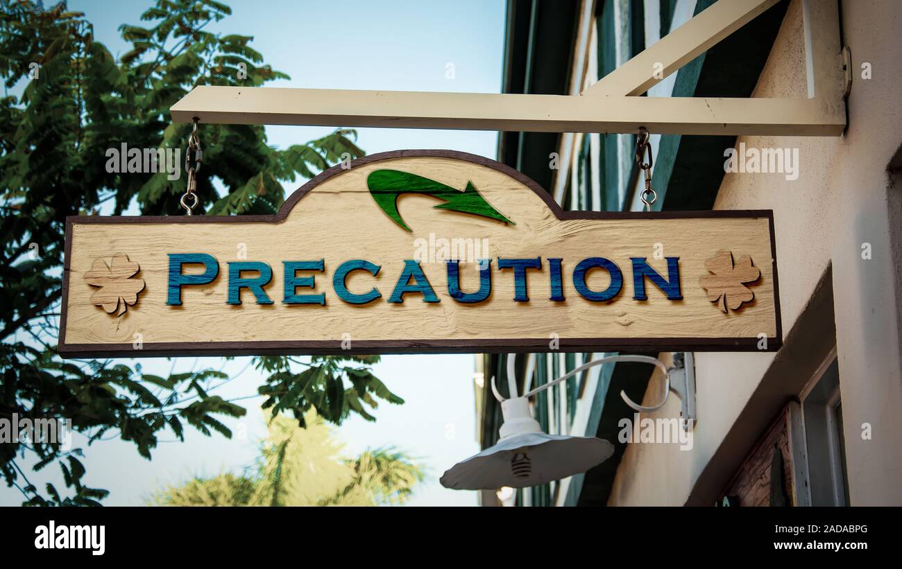 Street Sign to Precaution Stock Photo - Alamy