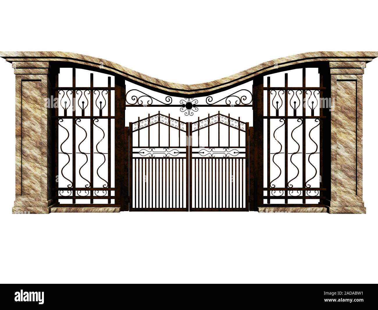 big metallic iron gate Stock Photo - Alamy