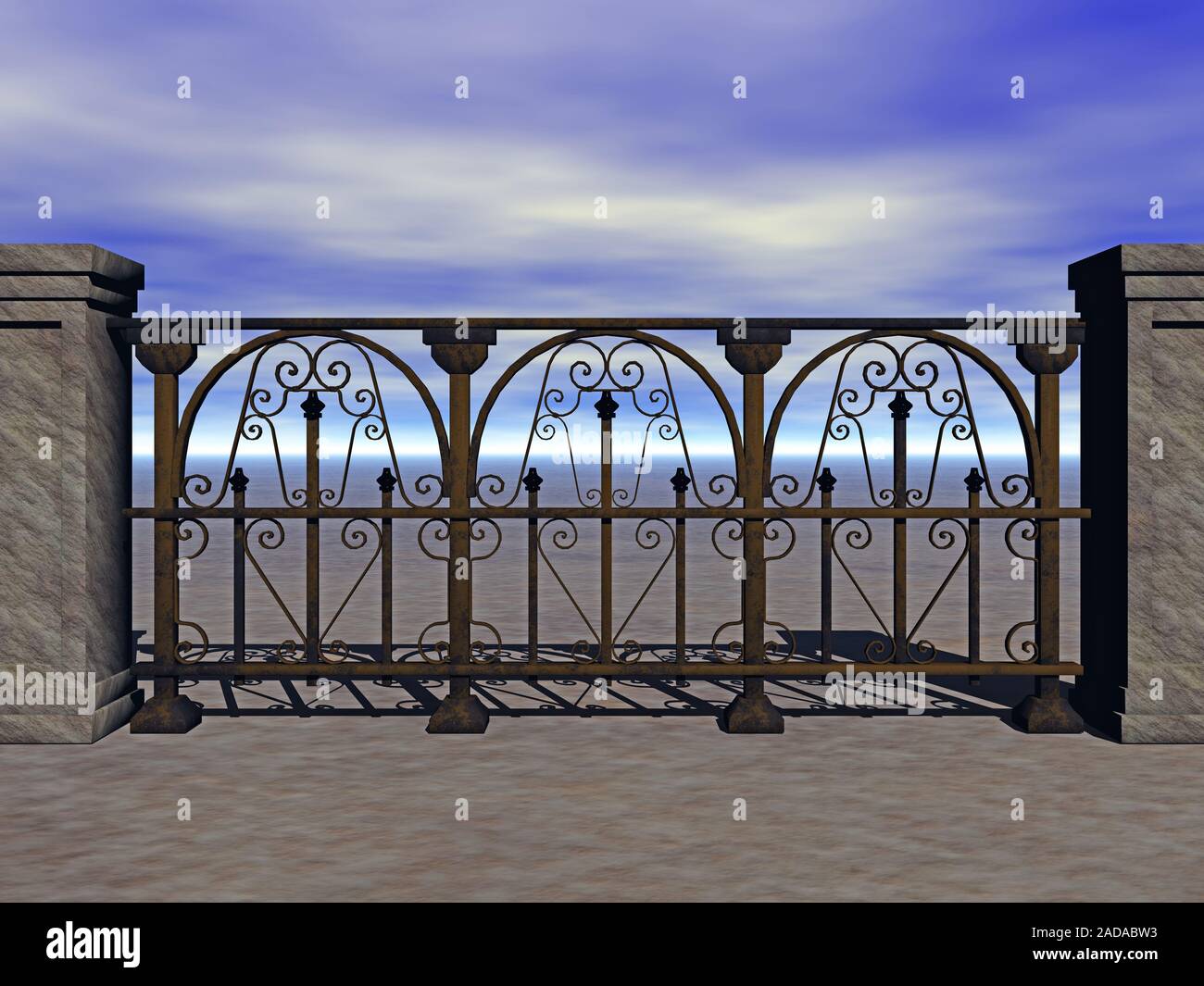 big metallic iron gate Stock Photo - Alamy