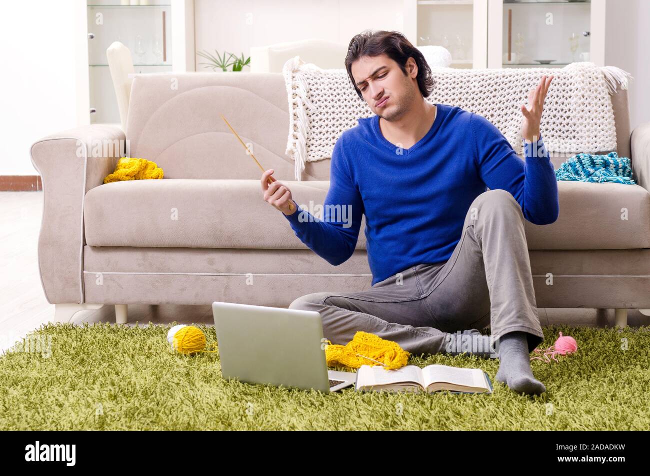 Young Good Looking Man Knitting At Home Stock Photo Alamy young-good-looking-man-knitting-at-home-stock-photo-alamy