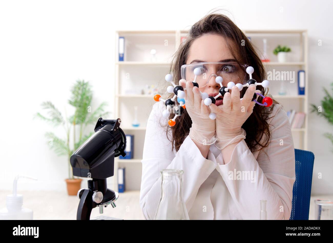 Funny female chemist in lab hi-res stock photography and images - Alamy
