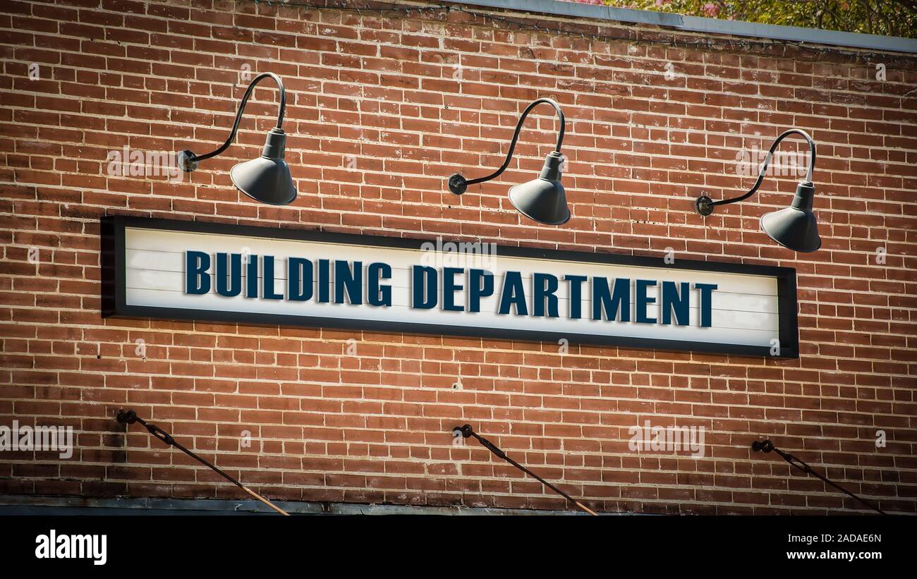 Street Sign Building Department Stock Photo - Alamy
