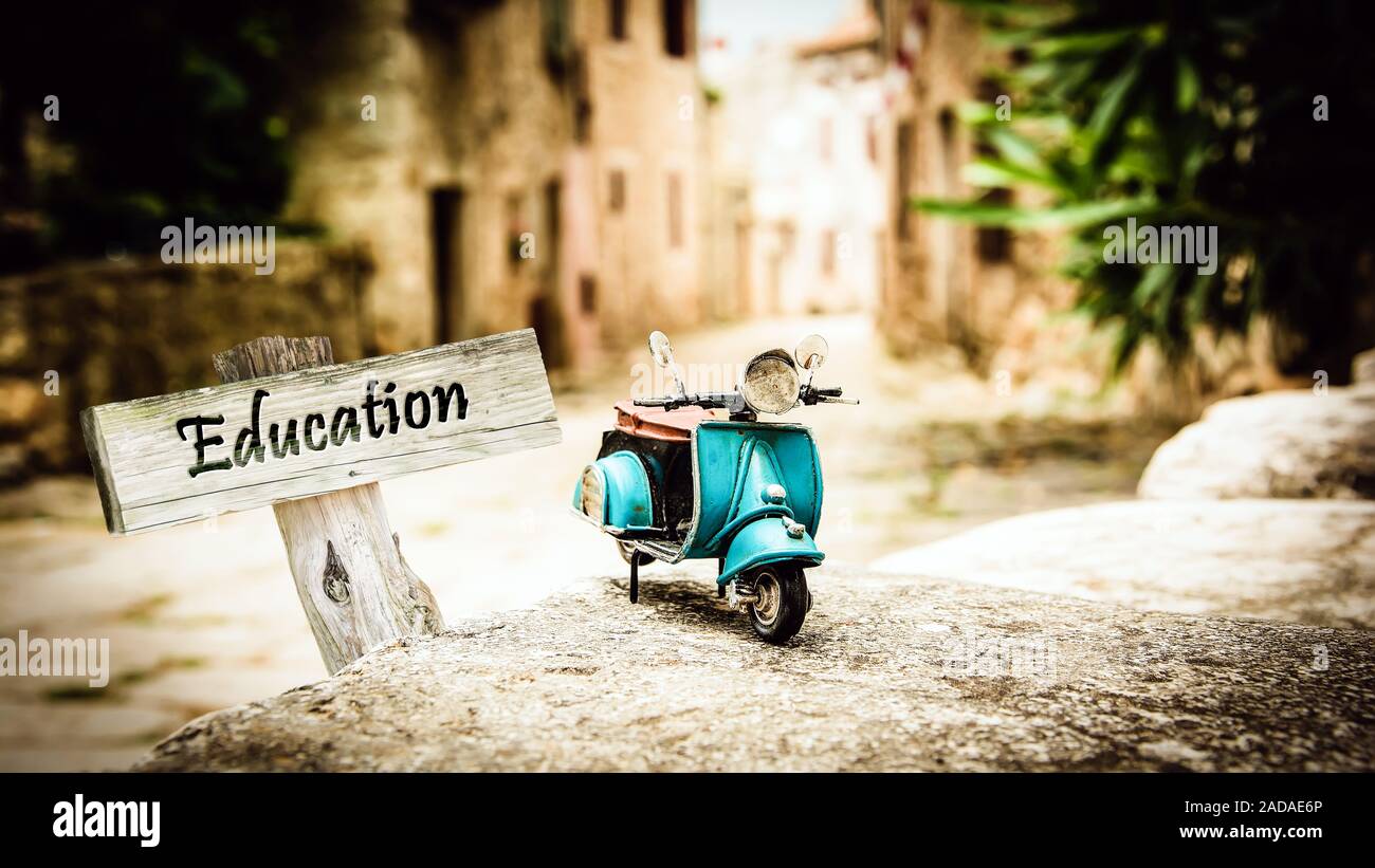 Street Sign to Education Stock Photo - Alamy
