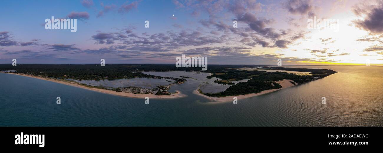 Sunset along the beach at Towd Point in Southampton, Long Island, New ...