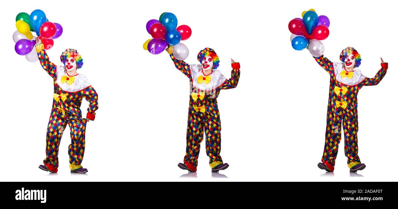 Funny male clown isolated on white Stock Photo - Alamy