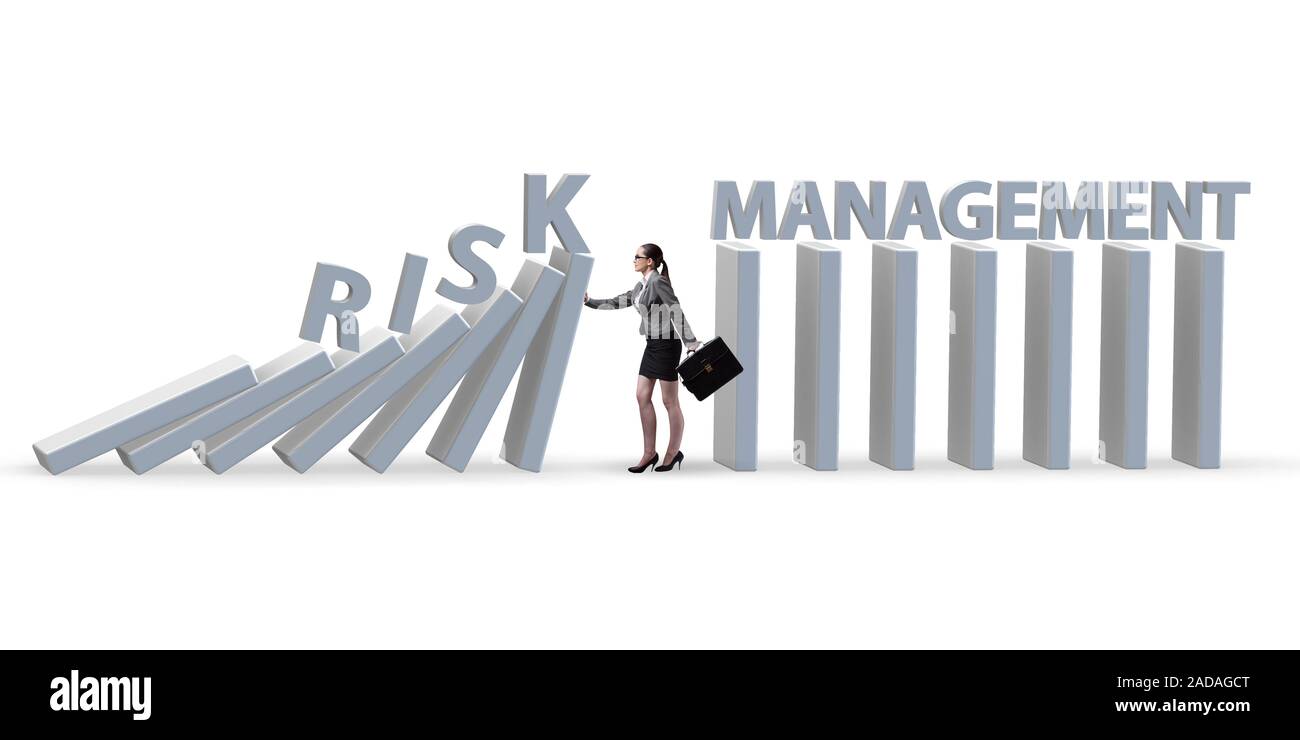 Businesswoman in risk management concept Stock Photo - Alamy