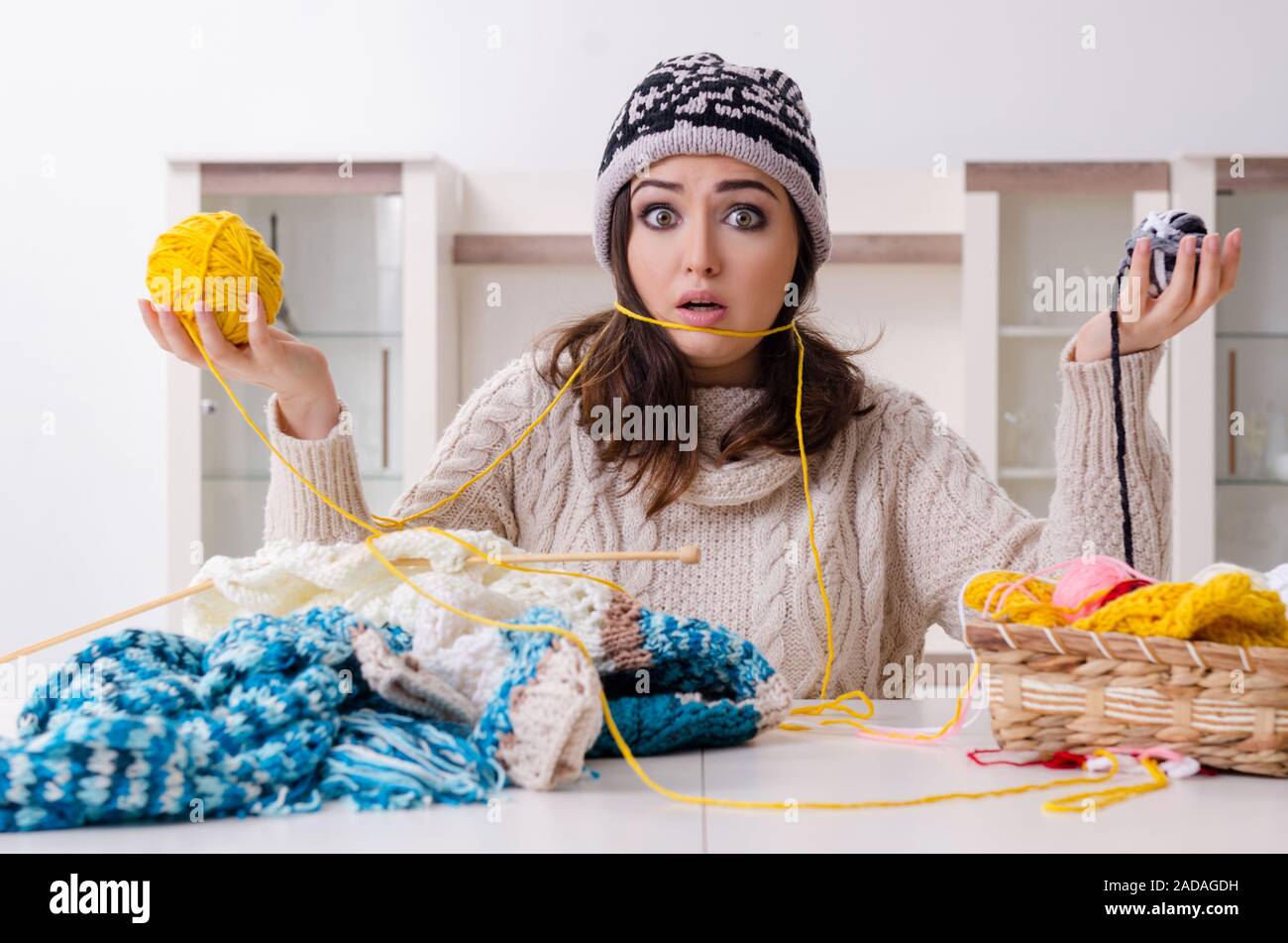Frustrated woman and knit hi-res stock photography and images - Alamy