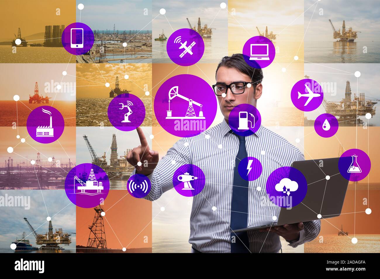 Oil worker in remote operations concept in oil industry Stock Photo - Alamy