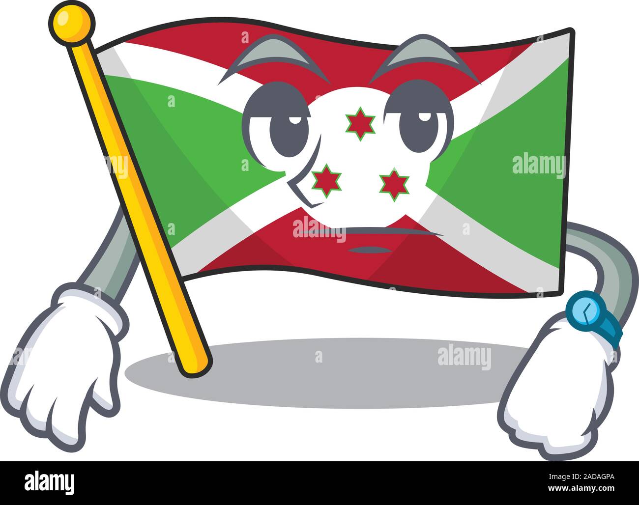 Waiting flag burundi on cartoon character mascot design Stock Vector ...