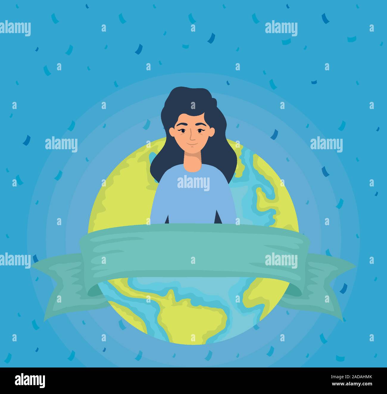 young woman with earth planet character Stock Vector Image & Art - Alamy