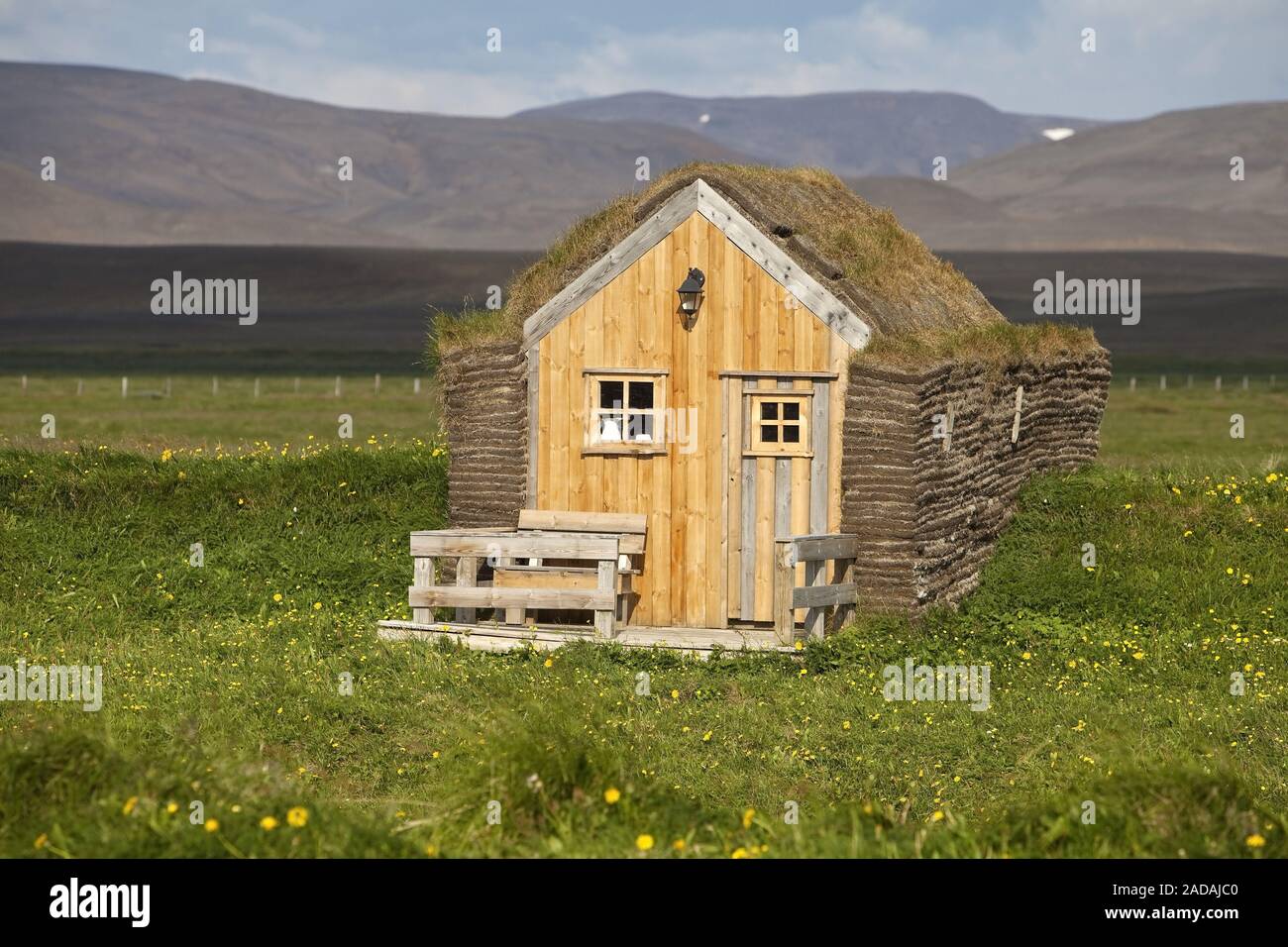 small tradidional sod hut, Moedrudalur, Highlands, Iceland, Europe ...