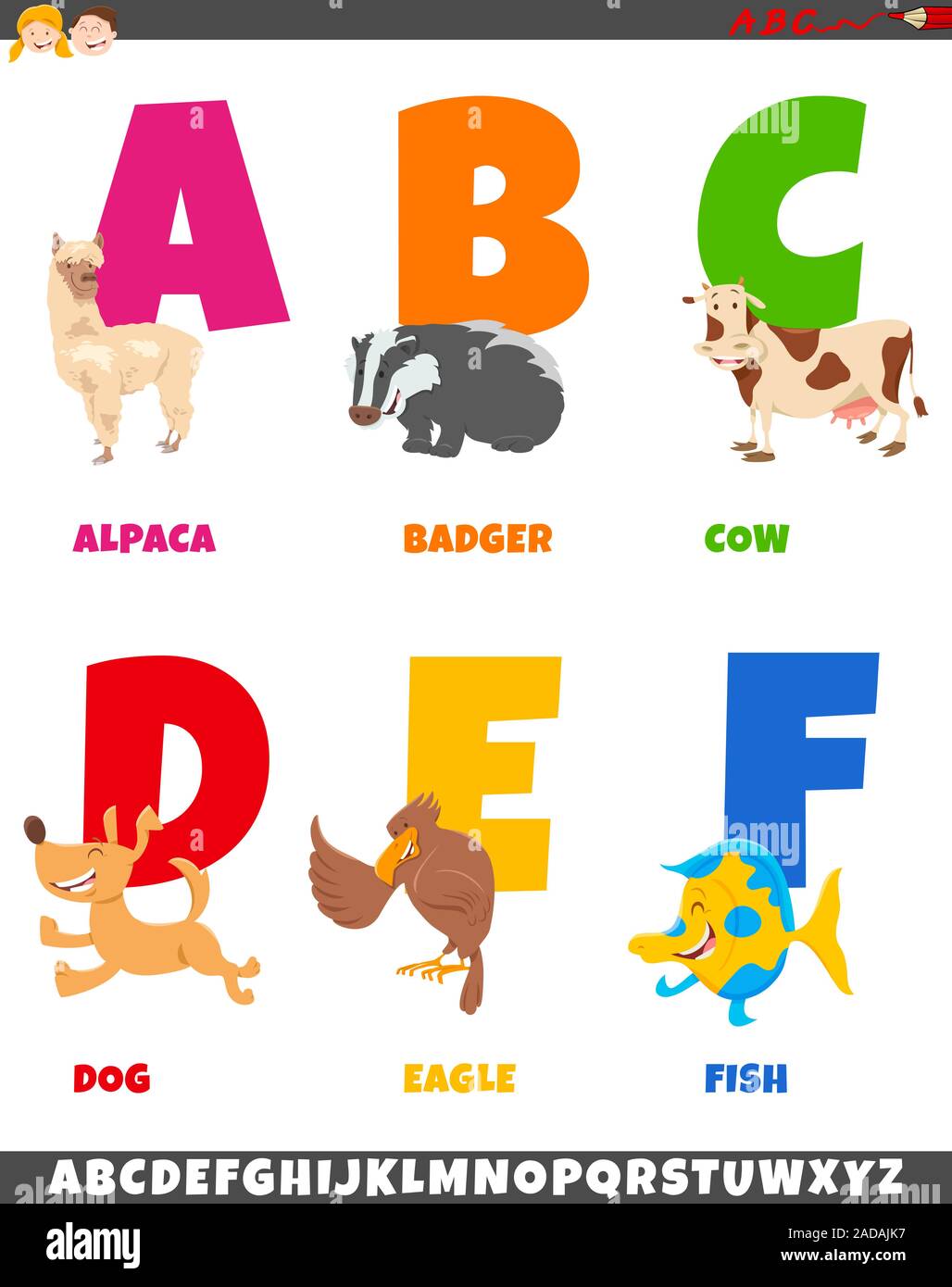 cartoon alphabet collection with animal characters Stock Photo - Alamy