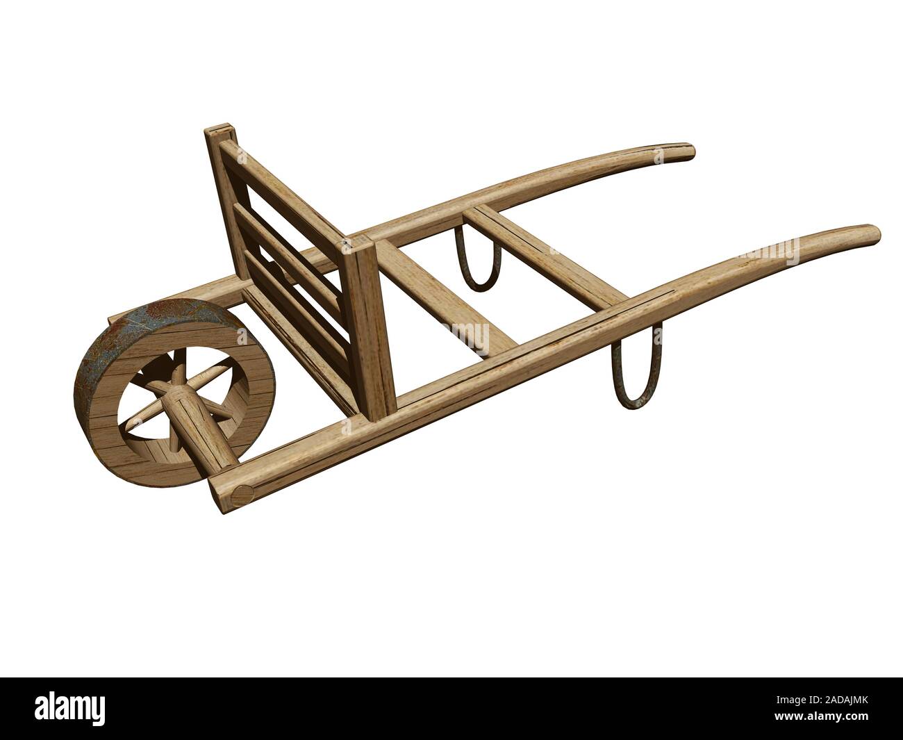 wooden one-wheeled handcart Stock Photo - Alamy