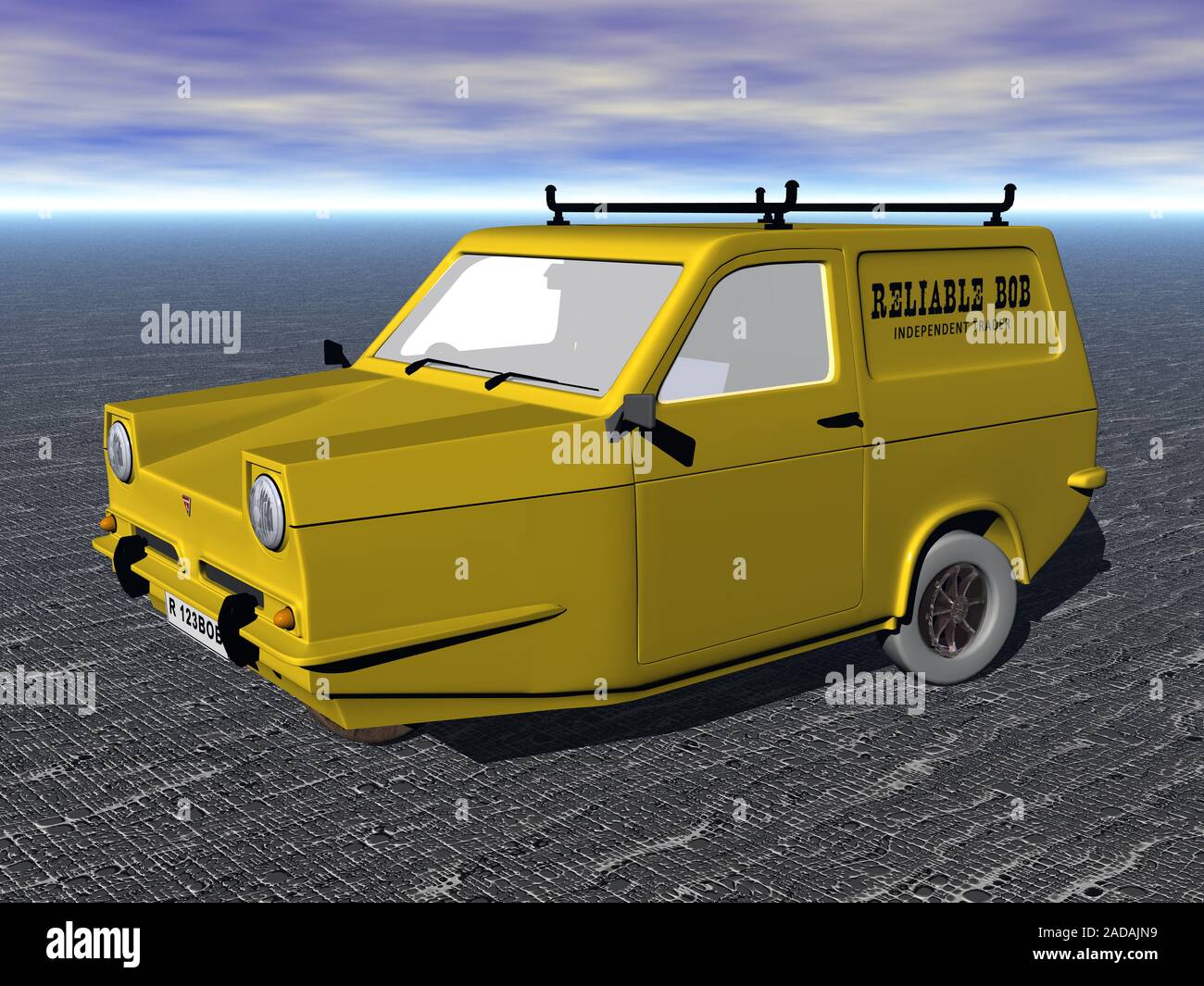 yellow three-wheeled car to transport Stock Photo - Alamy