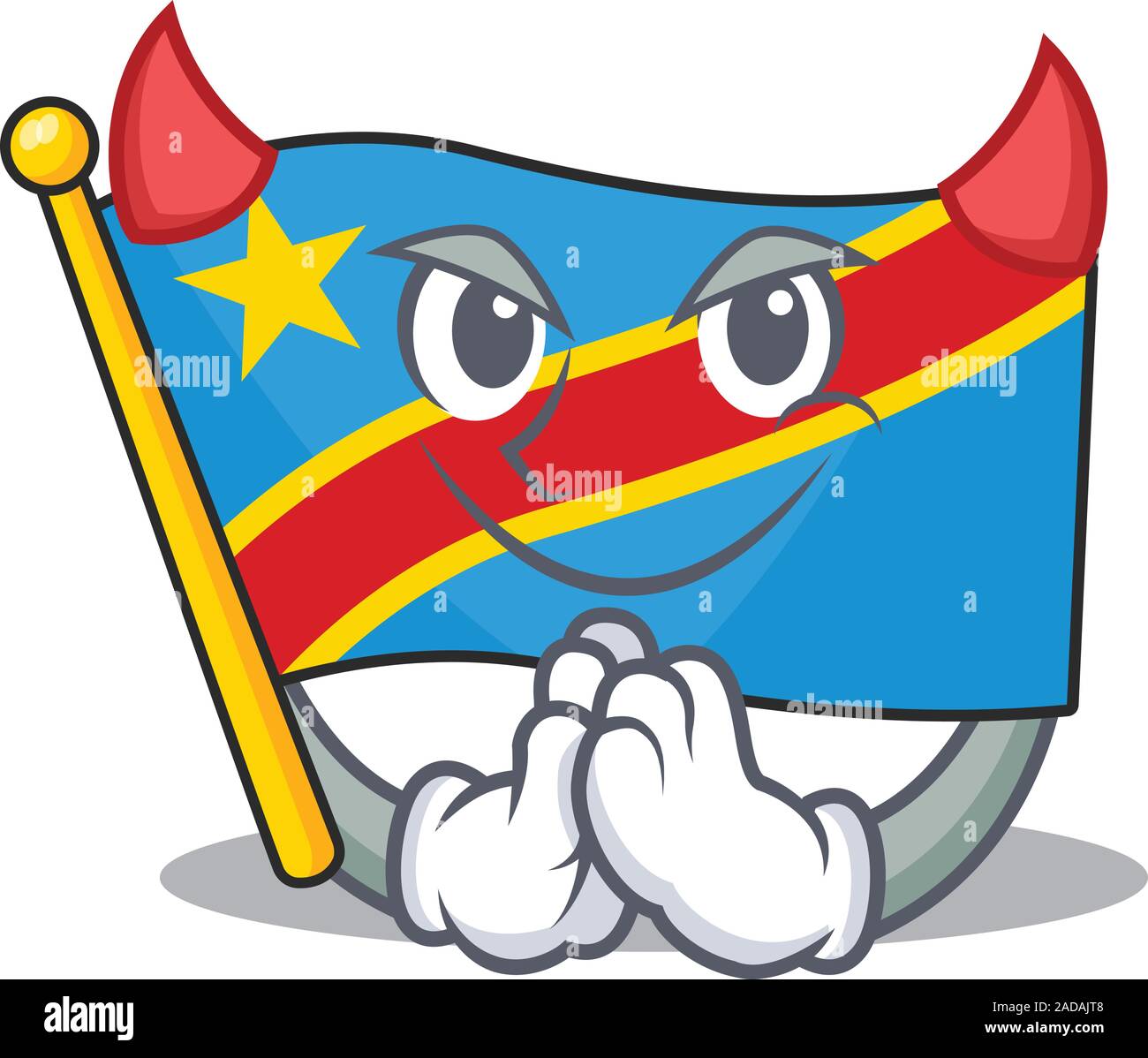 Cartoon character of flag democratic republic on a Devil gesture design ...