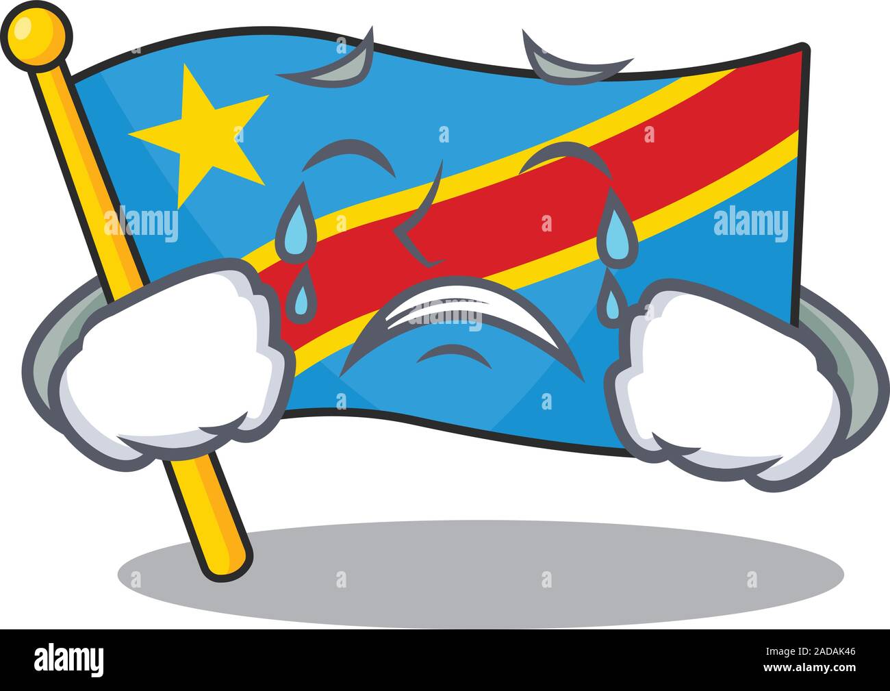 Sad Crying flag democratic republic mascot cartoon style Stock Vector ...