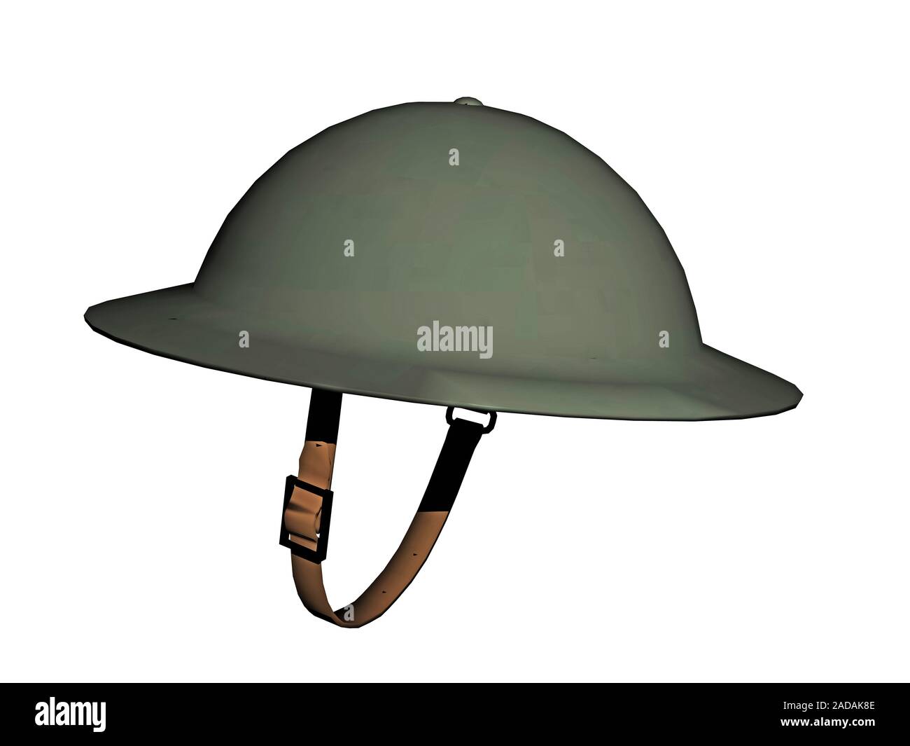 metallic military helmet with chin strap Stock Photo - Alamy