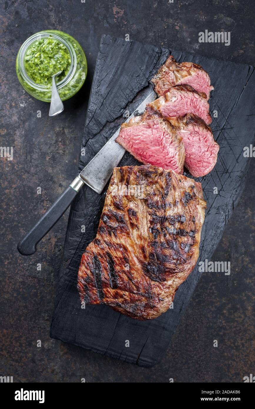 Barbecue Argentinian Dry Aged Wagyu Tri Tip Steak With Chimichurri