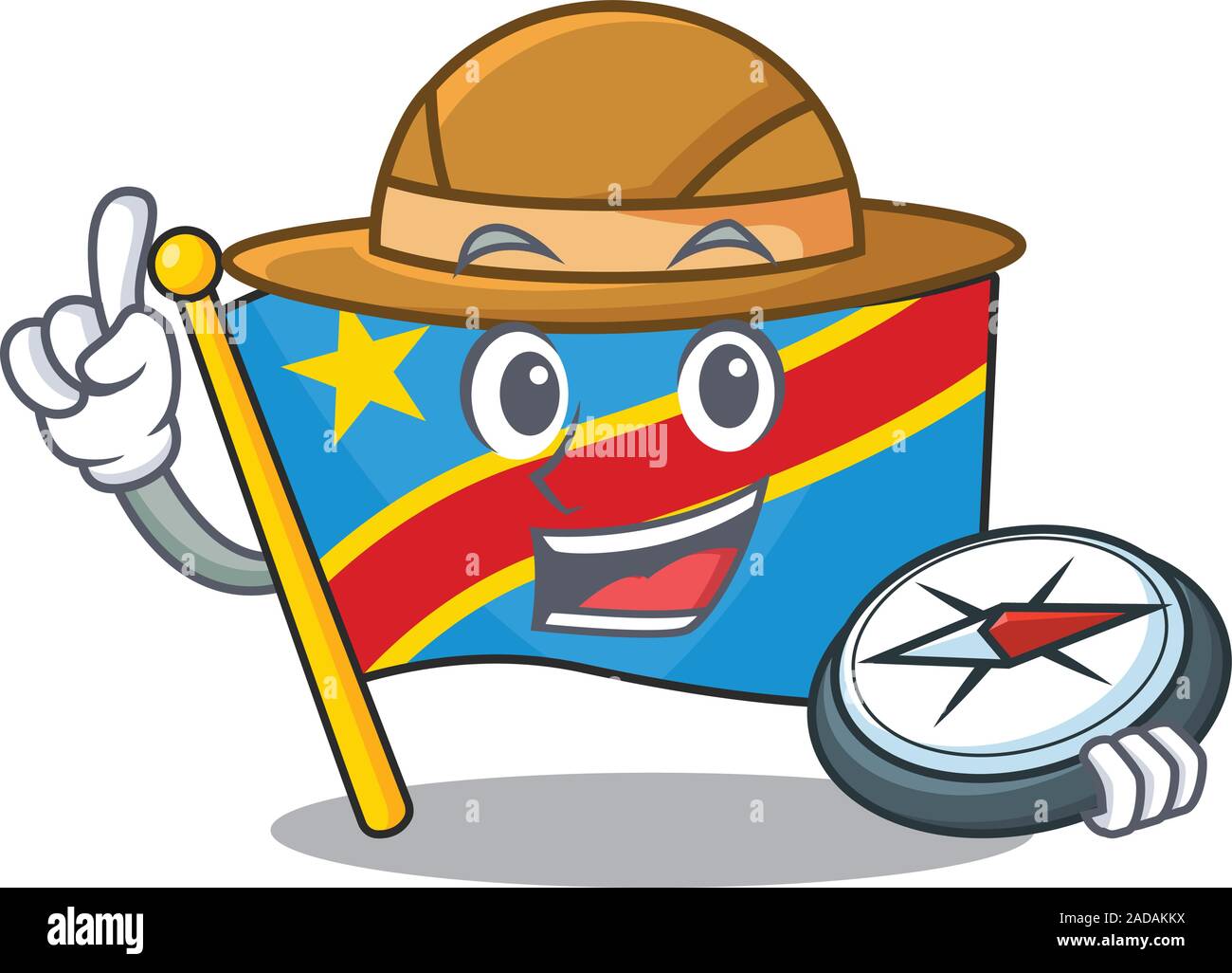 Explorer flag democratic republic cartoon character holding a compass ...