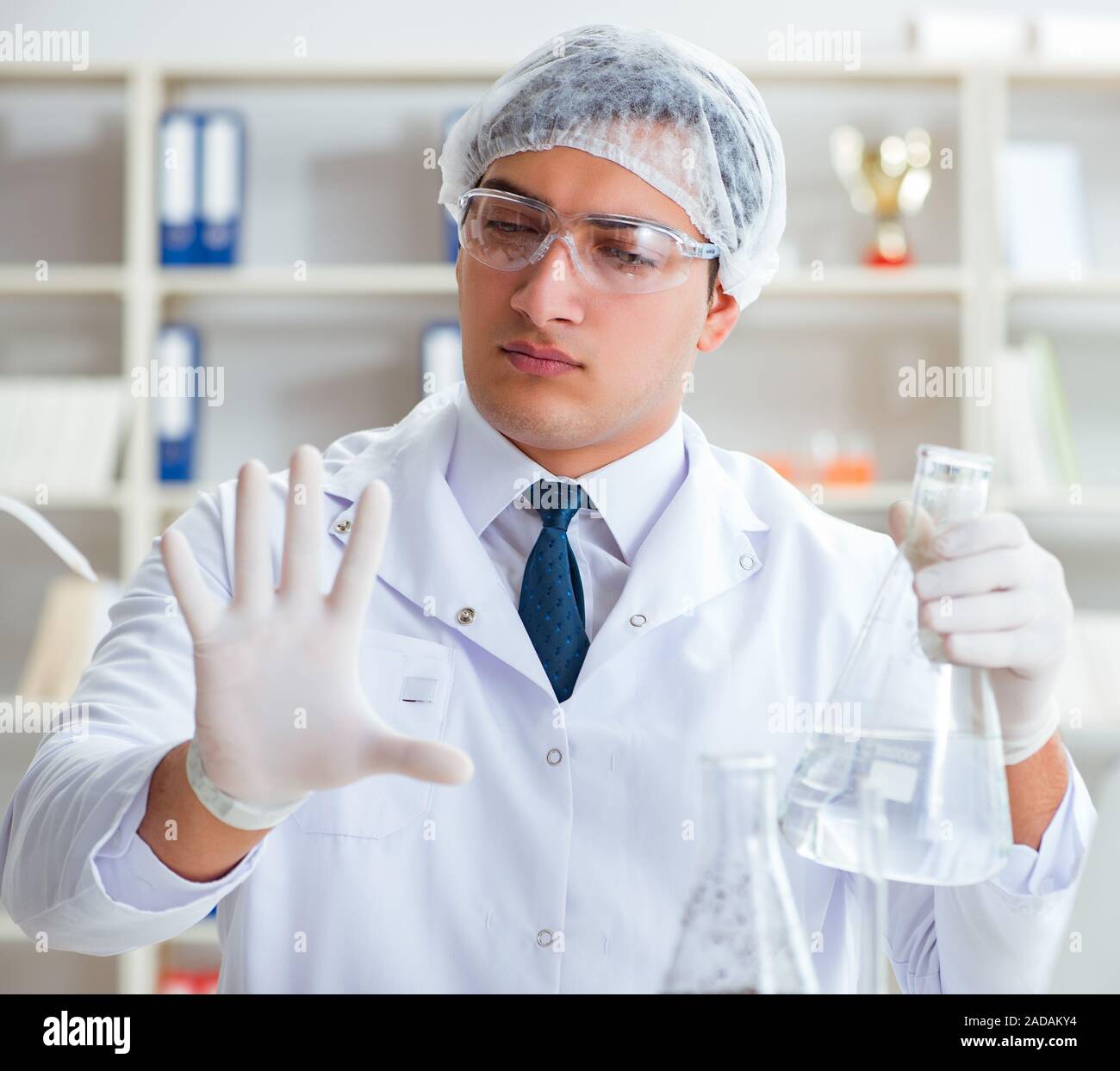 Young researcher scientist doing a water test contamination expe Stock ...