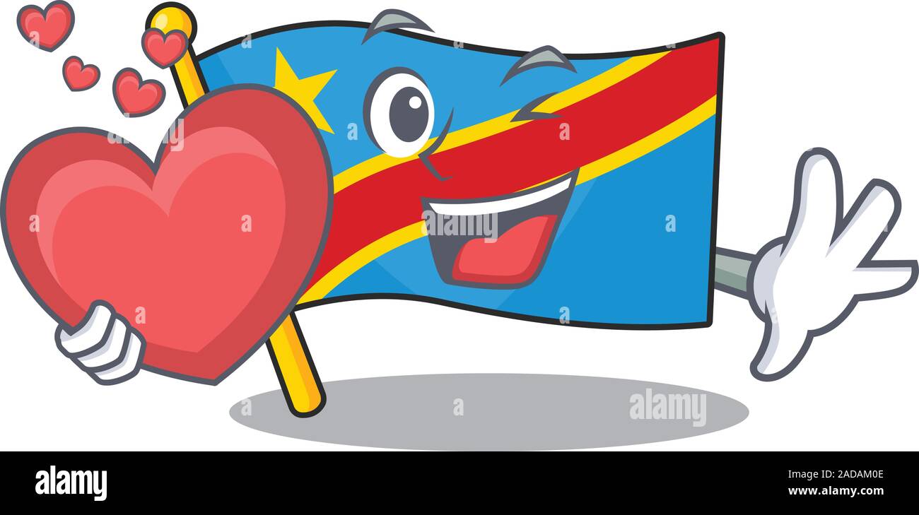 With heart flag democratic republic cartoon character mascot style ...