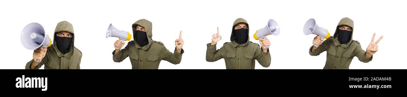 The criminal wearing mask isolated on white Stock Photo - Alamy