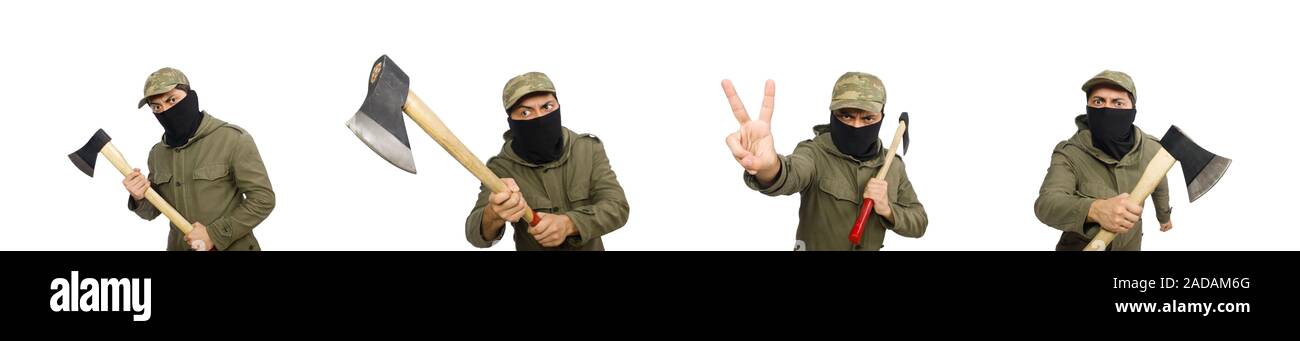 The criminal wearing mask isolated on white Stock Photo - Alamy