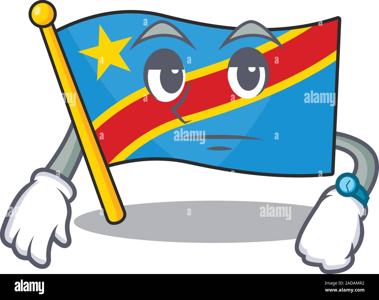 Waiting flag democratic republic on cartoon character mascot design ...