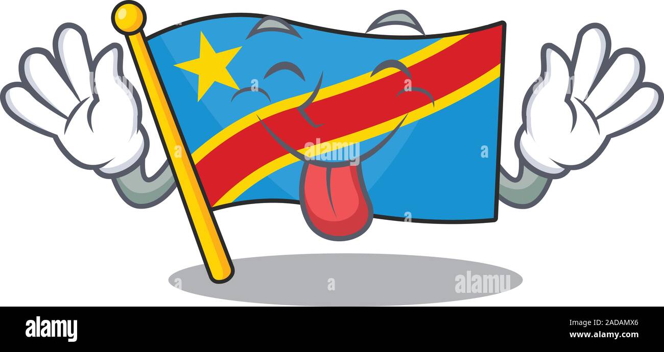 Super cute flag democratic republic cartoon design with Tongue out ...