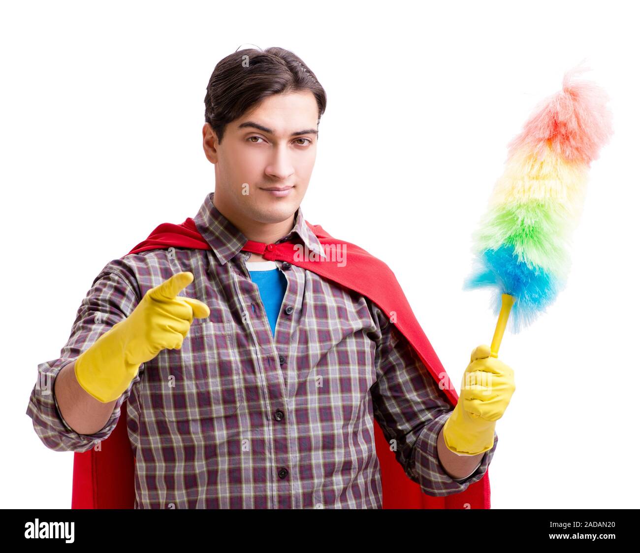 Super hero cleaner isolated on white Stock Photo - Alamy