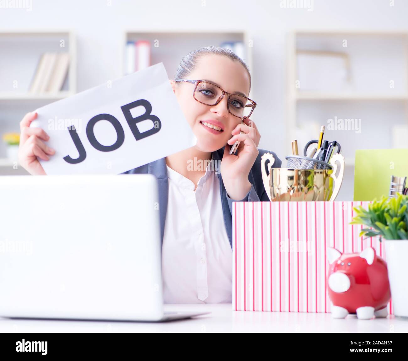 Businesswoman resigning from her job Stock Photo - Alamy