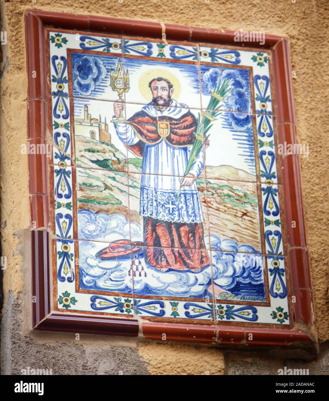 The fresco of the Catholic Saint with the attributes of faith Stock ...