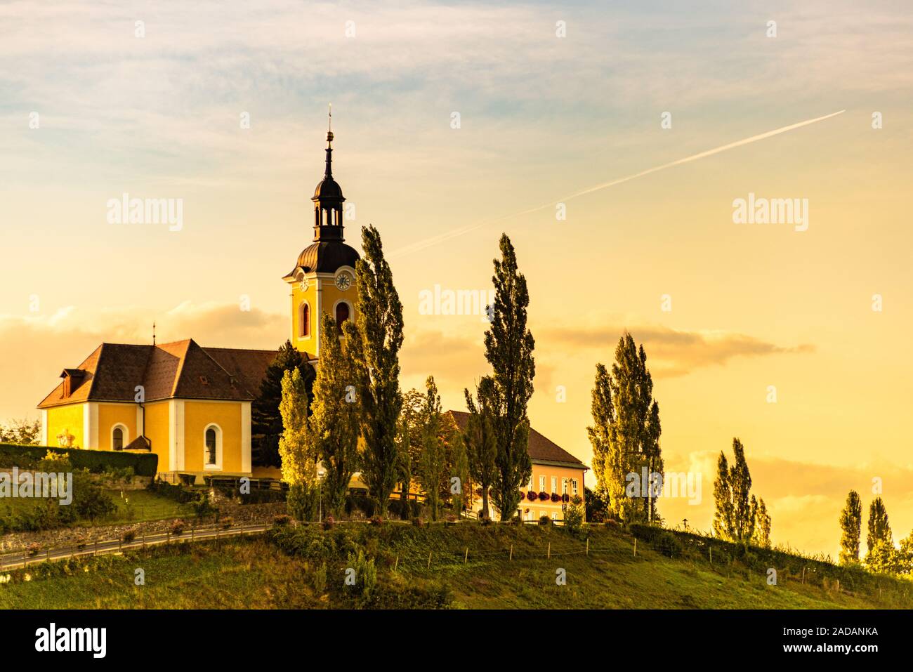Autumn Landscape panorama of vineyard on an Austrian countryside during ...