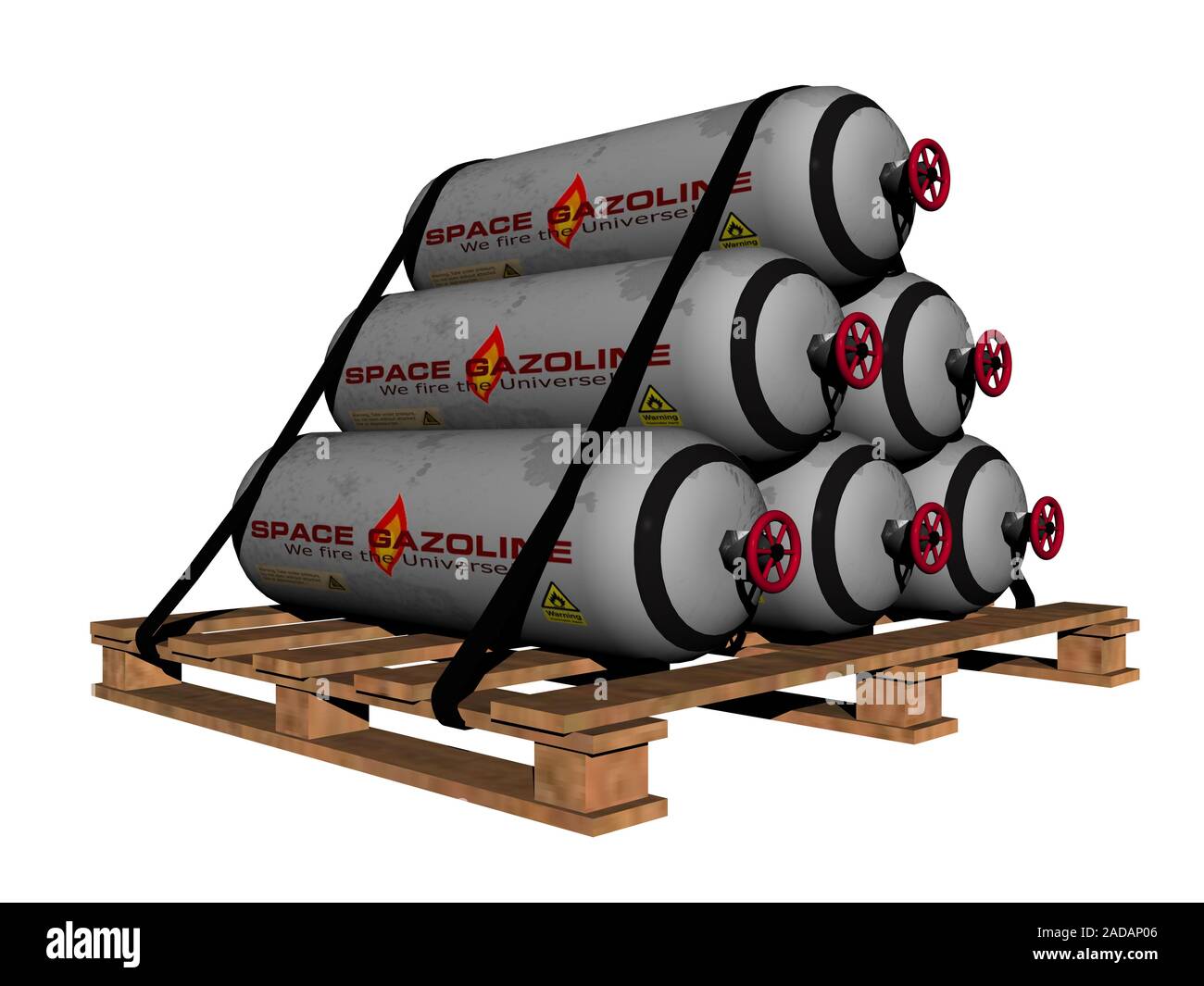 Gas cylinders lashed to wooden pallet Stock Photo - Alamy