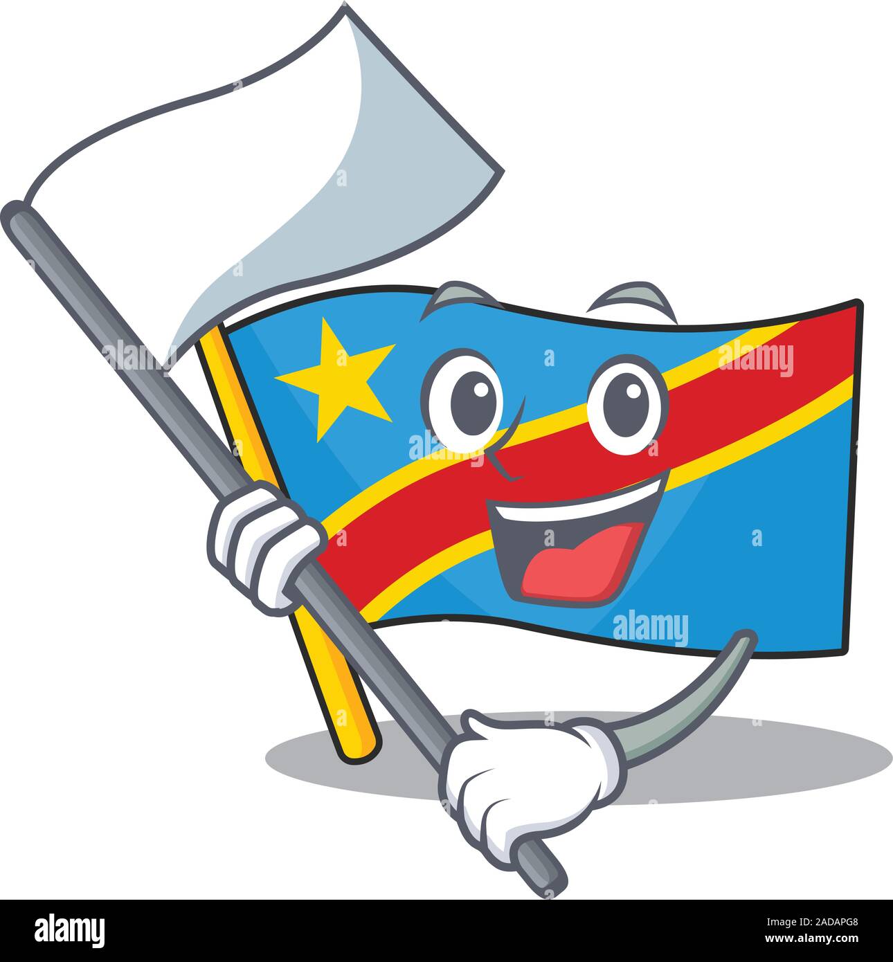 cute flag standing with flag democratic republic cartoon character ...